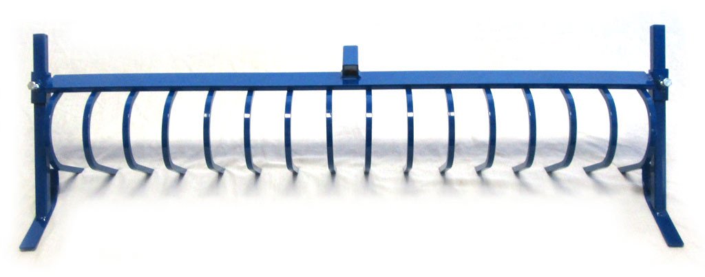 16 Tines Steel Garden Bed Rake Wheel Hoe Attachment with Depth Skids